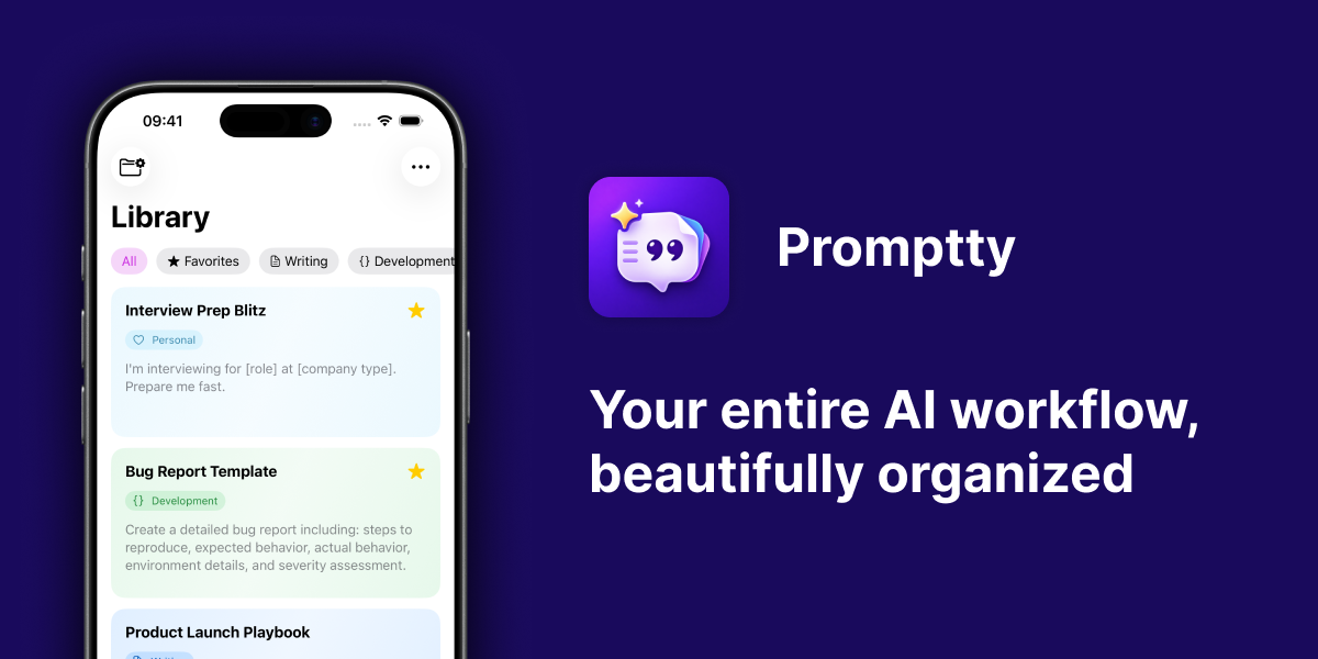 Promptty - AI Prompt Manager for iOS & macOS